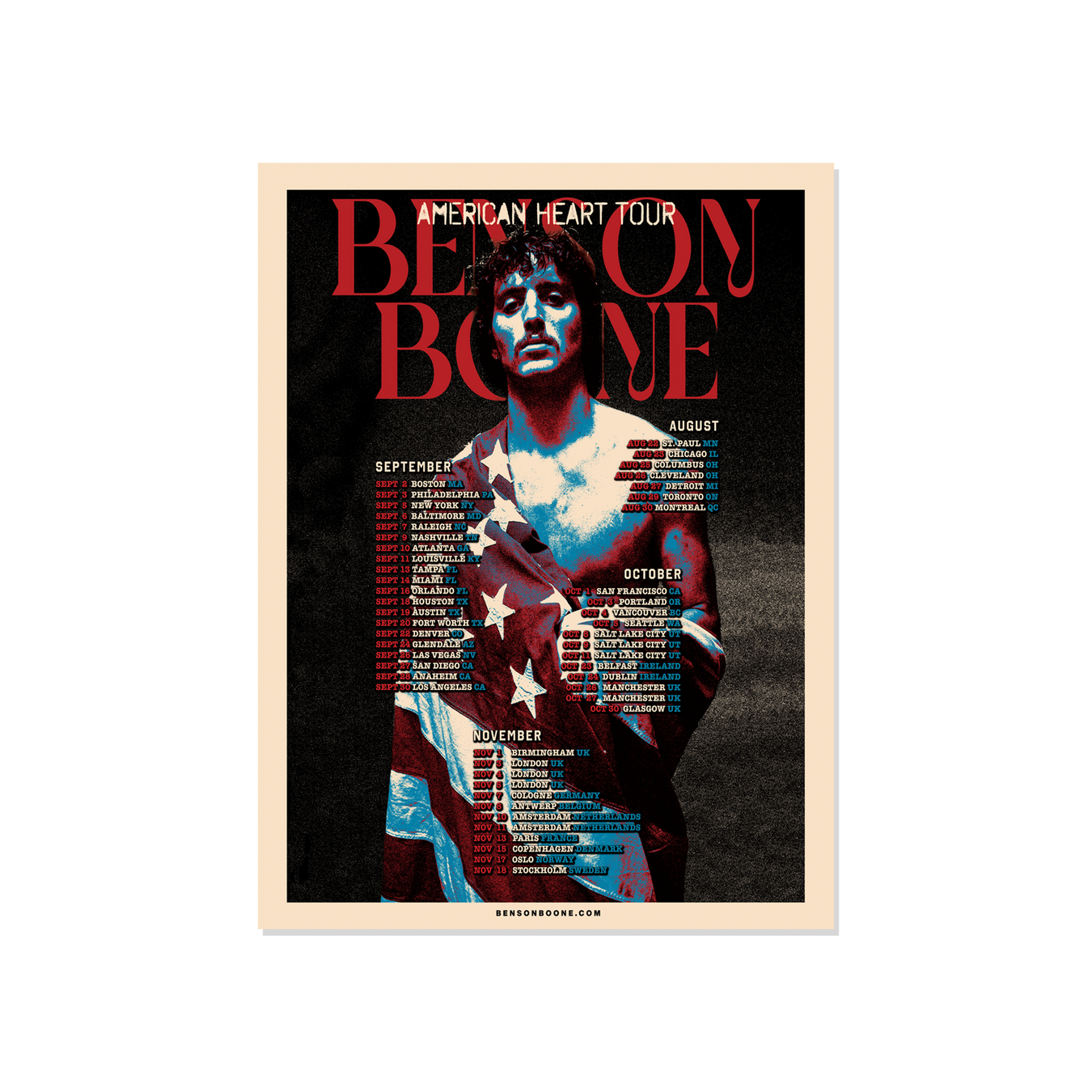 American Heart World Tour Poster – Benson Boone